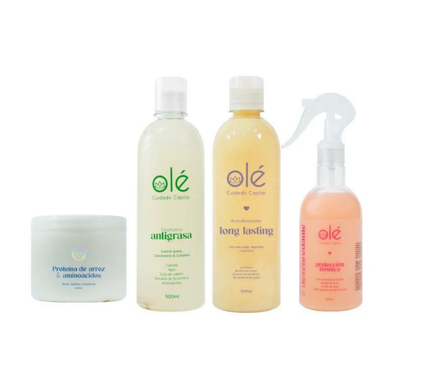 OLÉ Oil Control Hair Pack 4 Pieces - Rice Protein Pre-Shampoo + Onion,